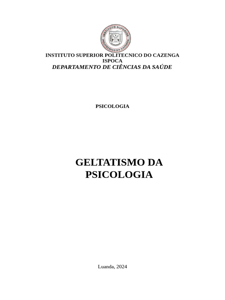 Fundamentos do Gestaltismo na Psicologia | PDF | Psicologia | Terapia ...