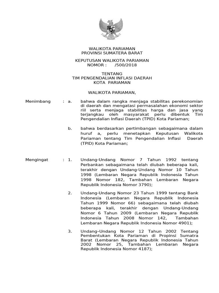 Tpid Kota Pariaman Final 2018 | PDF