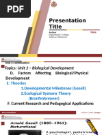 Gesell's Maturation Theory Stages | PDF