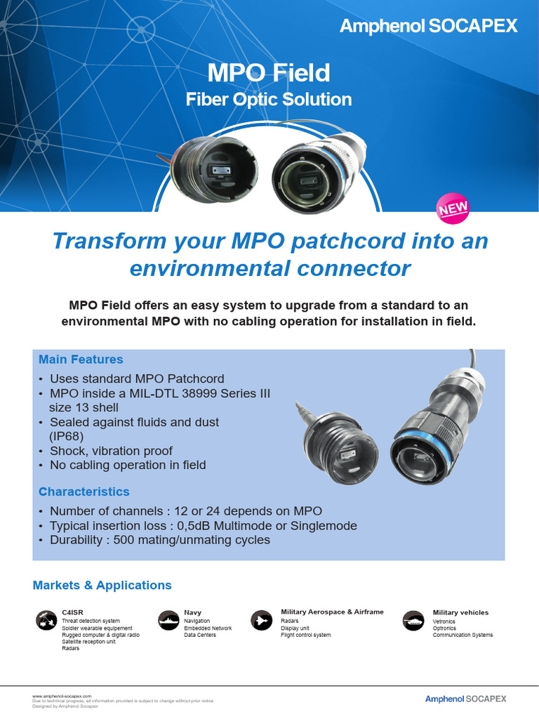 MPO Field Datasheet | PDF | Electrical Connector | Electronics