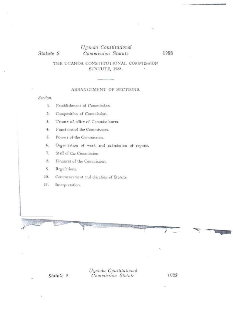 Uganda Constitutional Commission Statute, 1988ocr - en | PDF