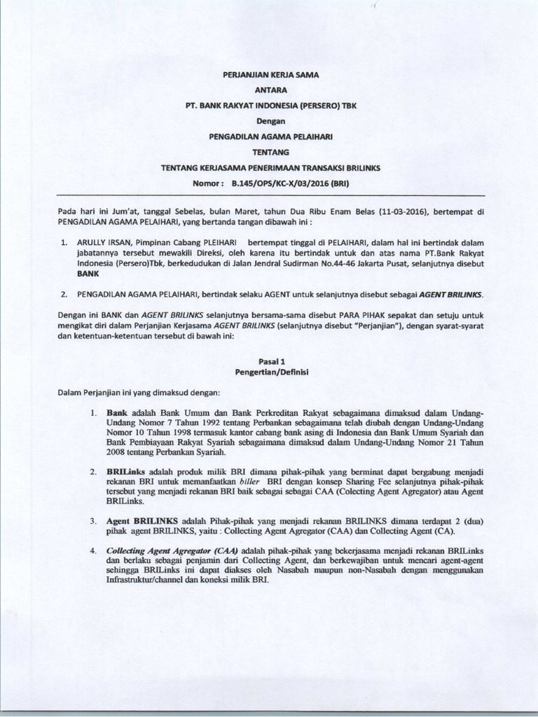 MoU EDC Brilink | PDF