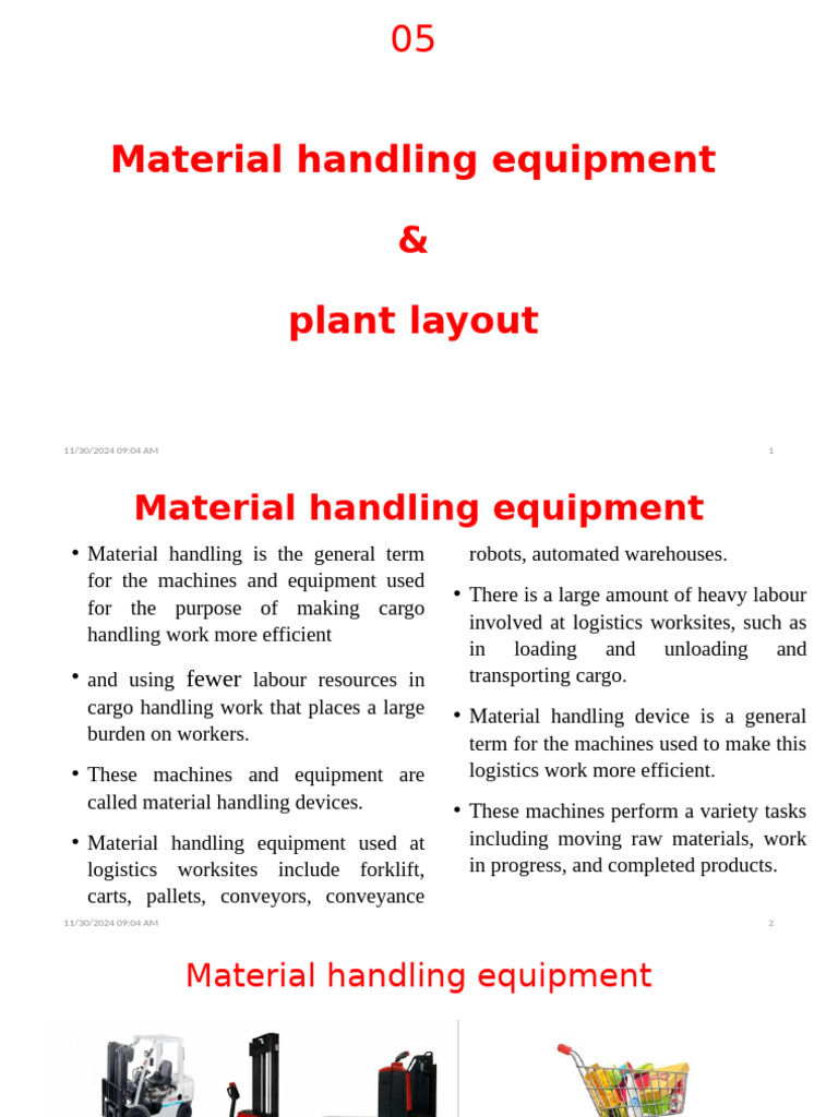 Material Handling & Plant Layout Guide | PDF | Logistics | Personal Protective Equipment