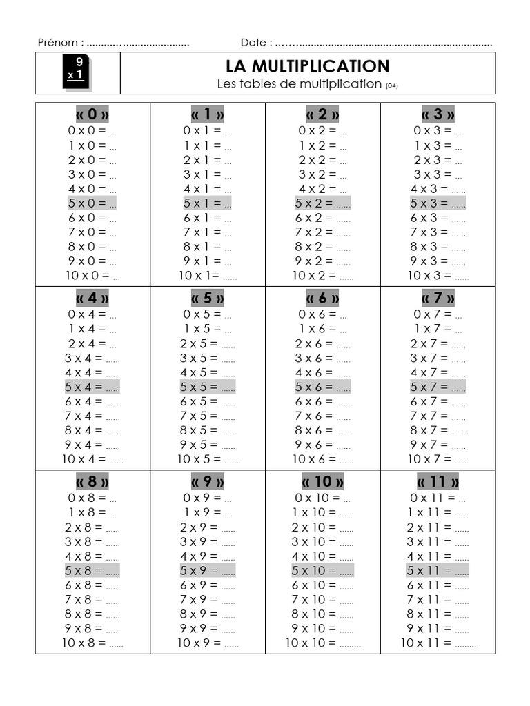 Multi Tables 04 | PDF