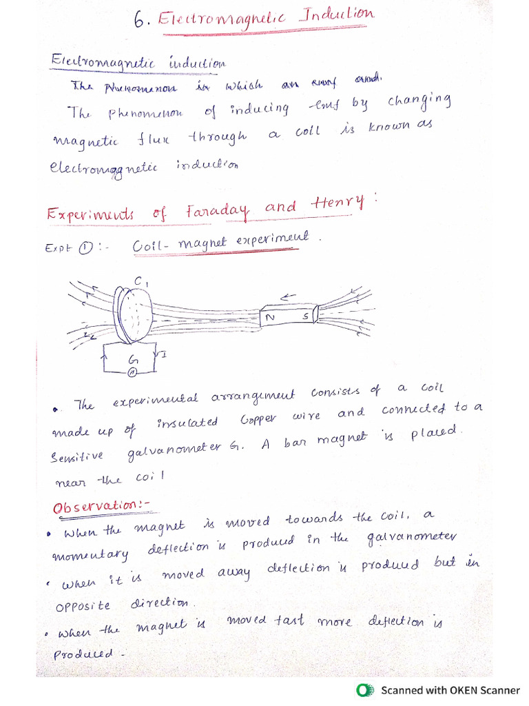 Chapter 6 Electromagnetic Induction Notes | PDF