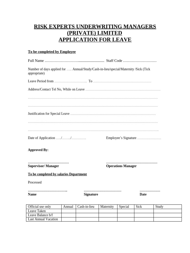 Employee Leave Application Form | PDF