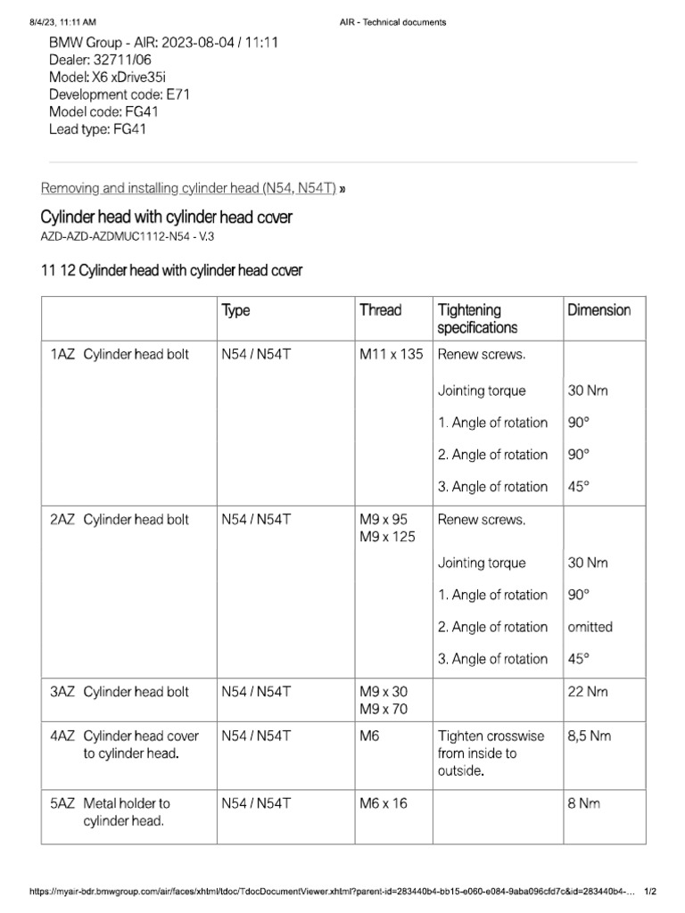 Cylinder Head Installation Torque Pdf
