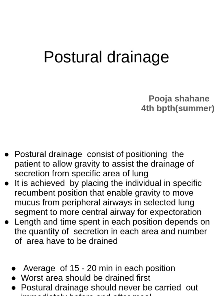 Postural Drainage | PDF | Chronic Obstructive Pulmonary Disease | Lung