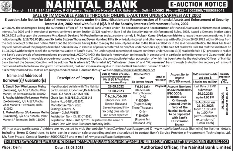 E Auction Notice Ganshi Devi English | PDF