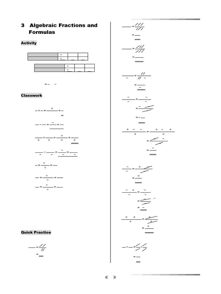 Junior Secondary Mathematics in Action 2A - Chapter 03 Algebraic Fractions and Formulas - Full ...