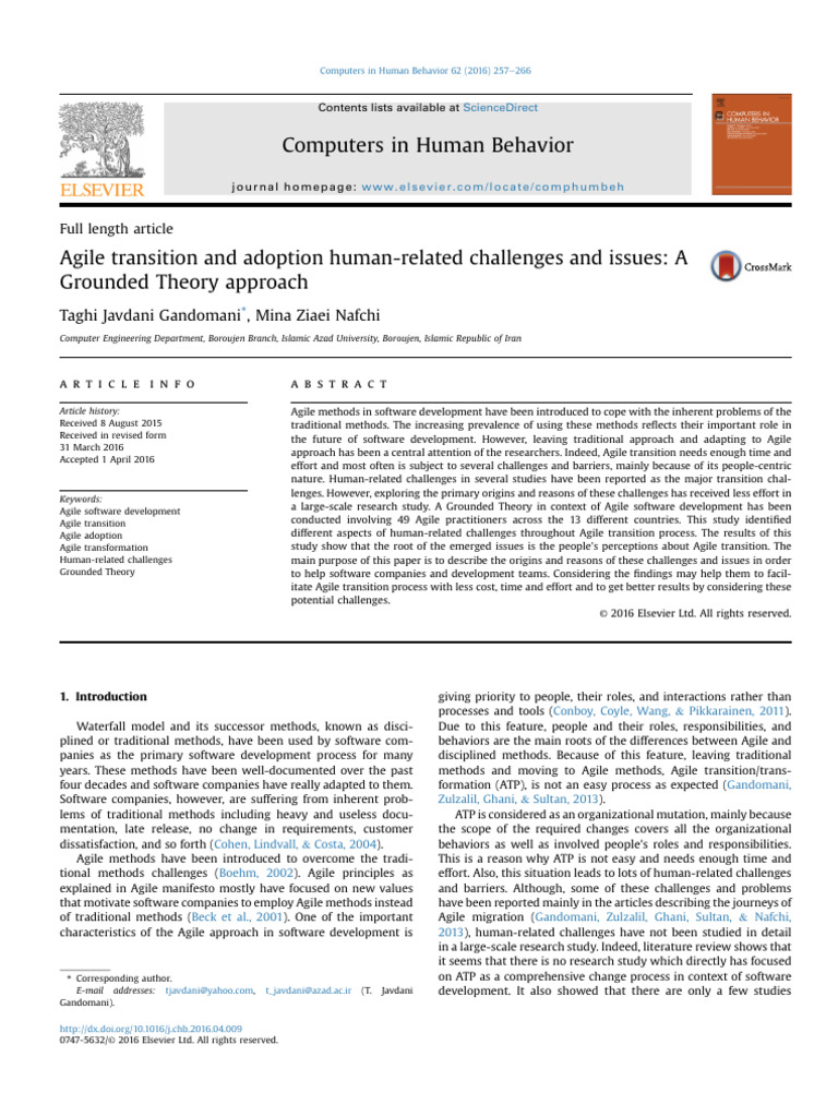Agiel Transition and Adoption Human Related Challenges and Issues | PDF ...