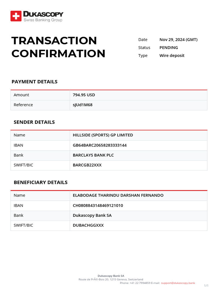 Transaction Confirmation: Payment Details | PDF