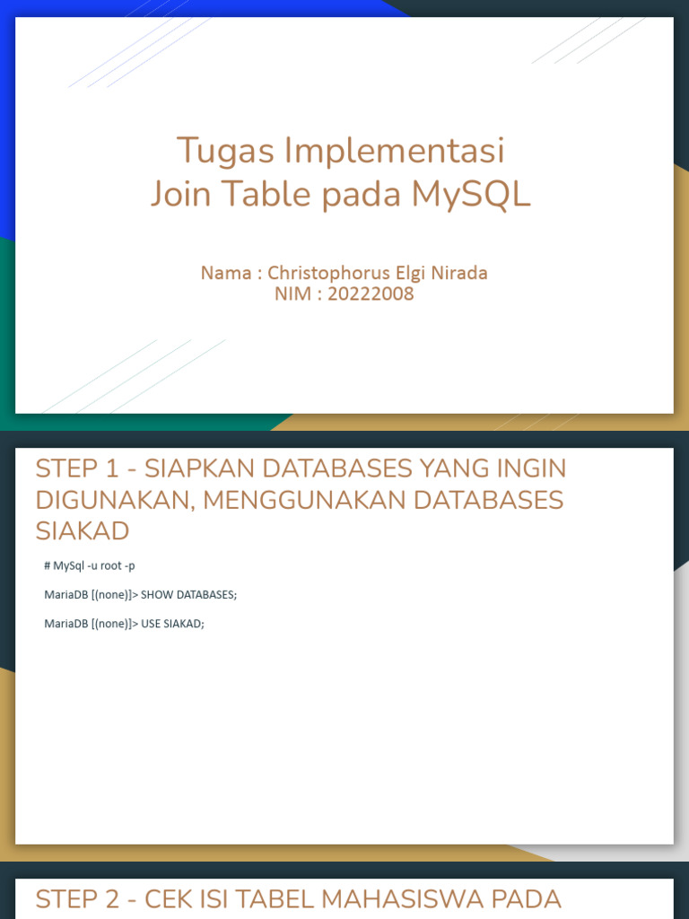 Tugas Implementasi Join Table Pada MySQL | PDF