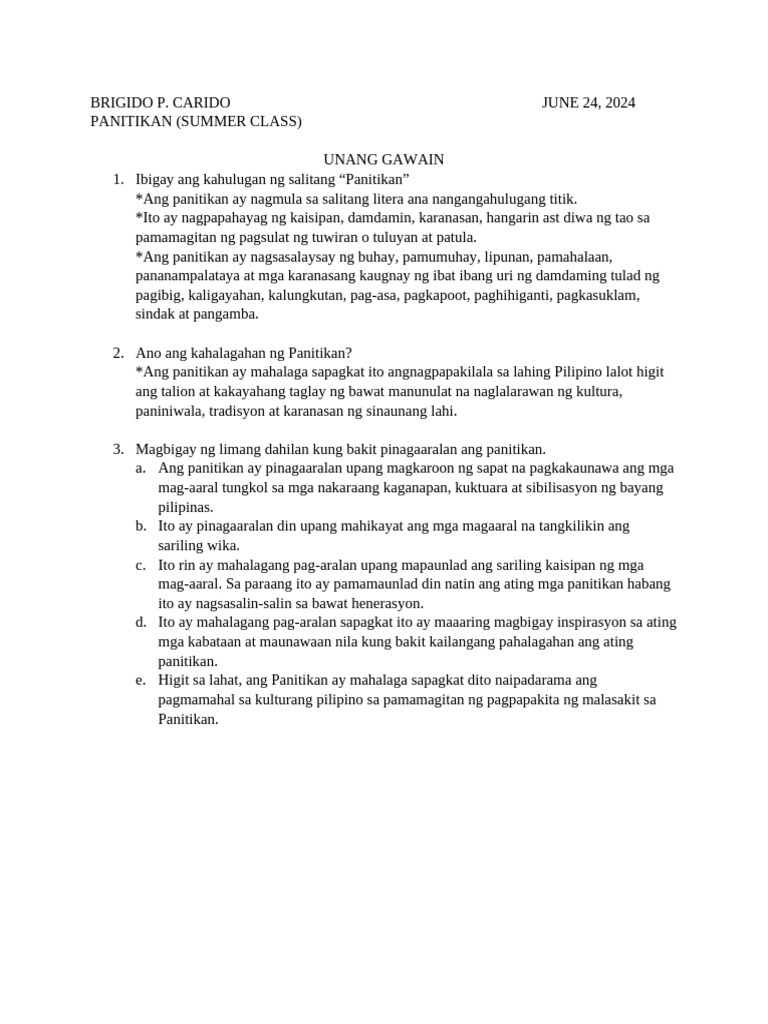 Panitikan - Activity 1 | PDF