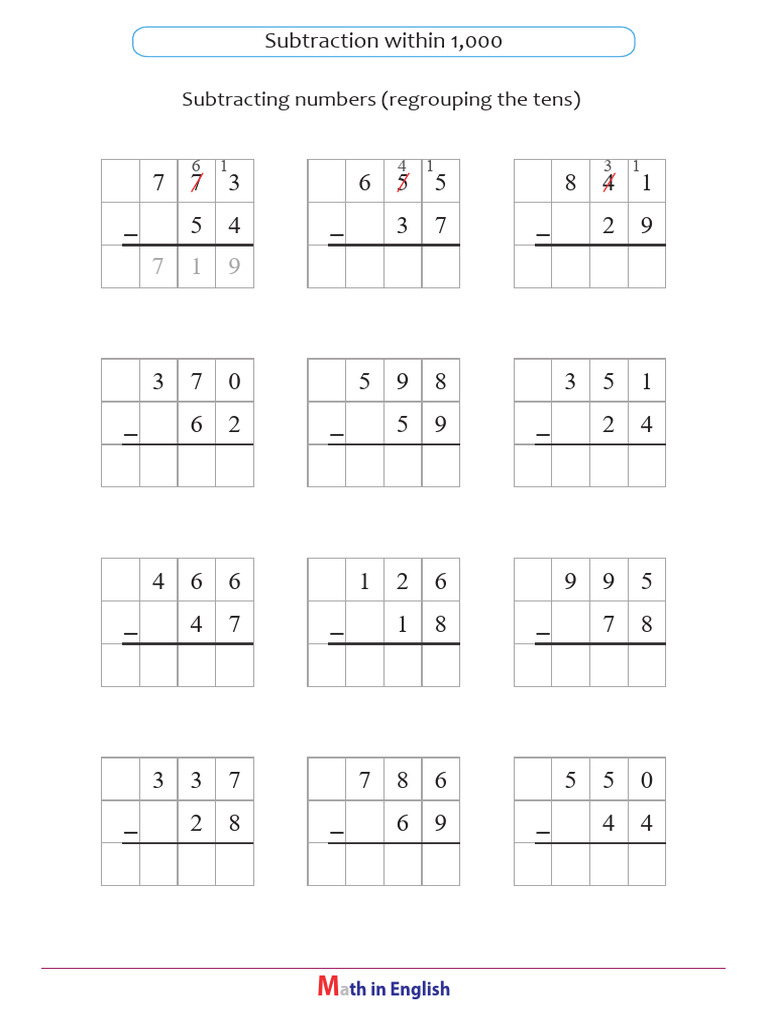 Worksheet Math Subtraction | PDF