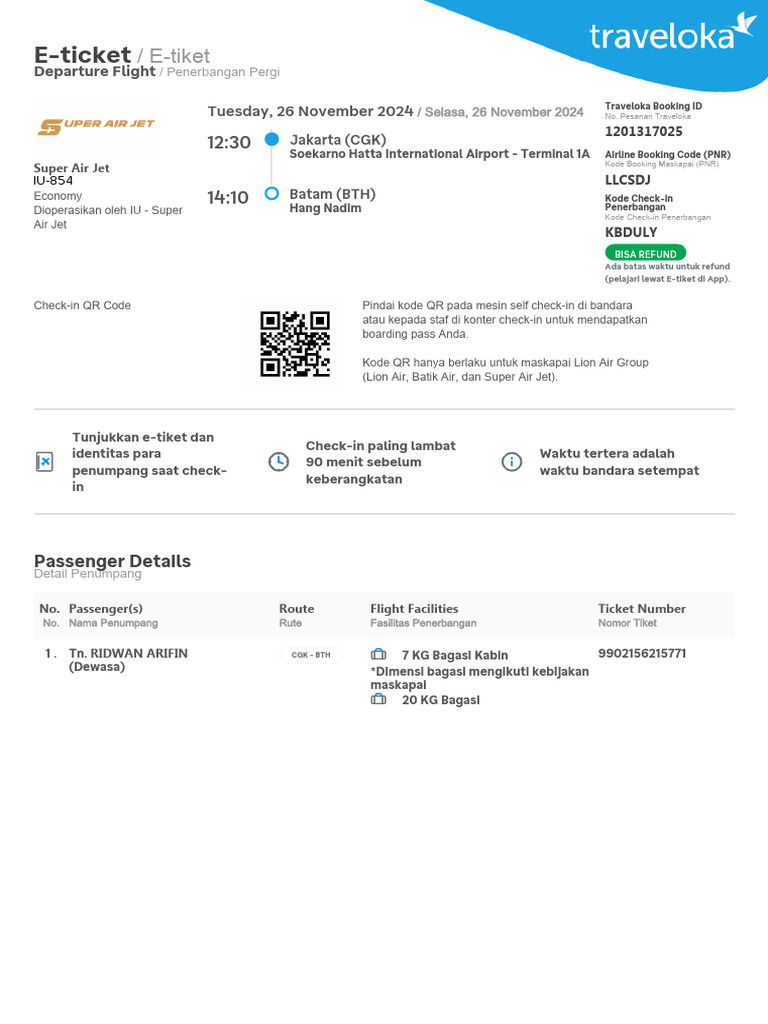 FLIGHT#1 Linda CGK KBDULY BTH FLIGHT - ORIGINATING | PDF