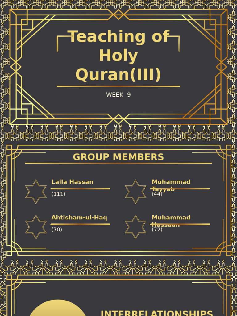 Teaching of Holy Quran (III) : Week 9 | PDF