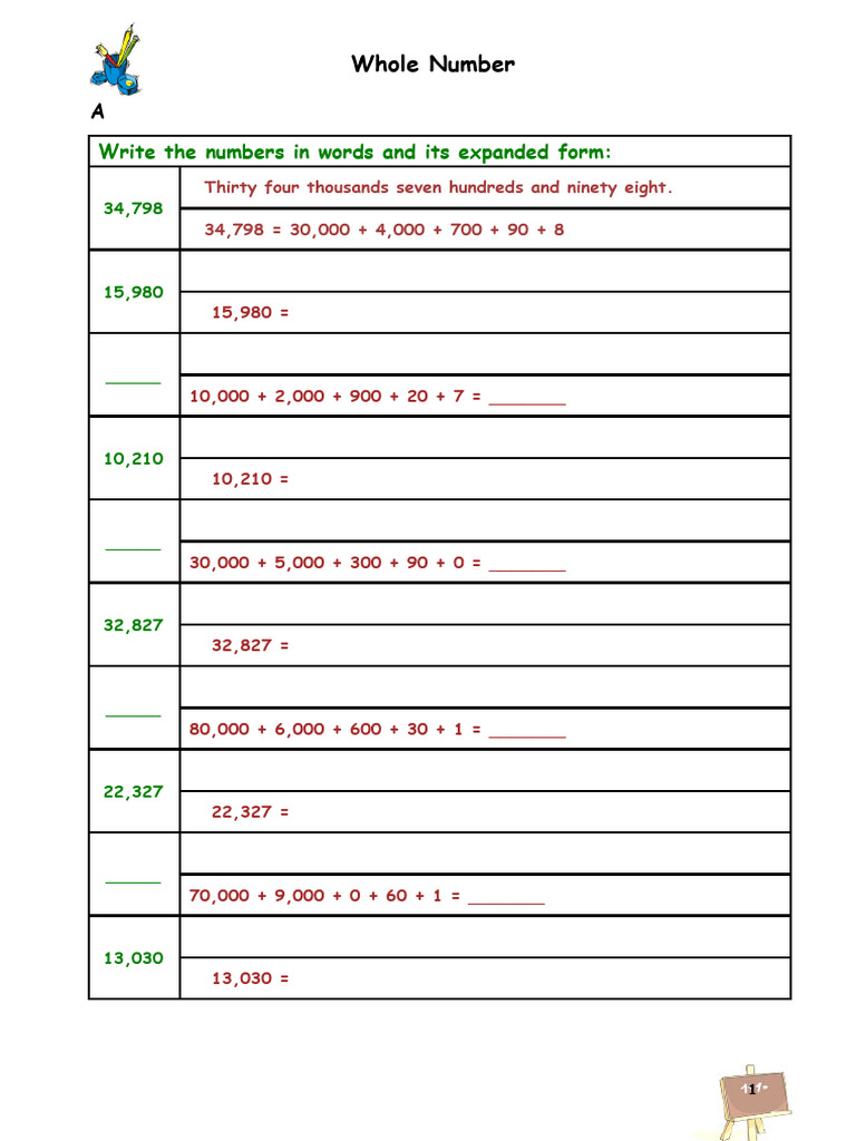 Write The Numbers in Words and Its Expanded Form | PDF | Numbers