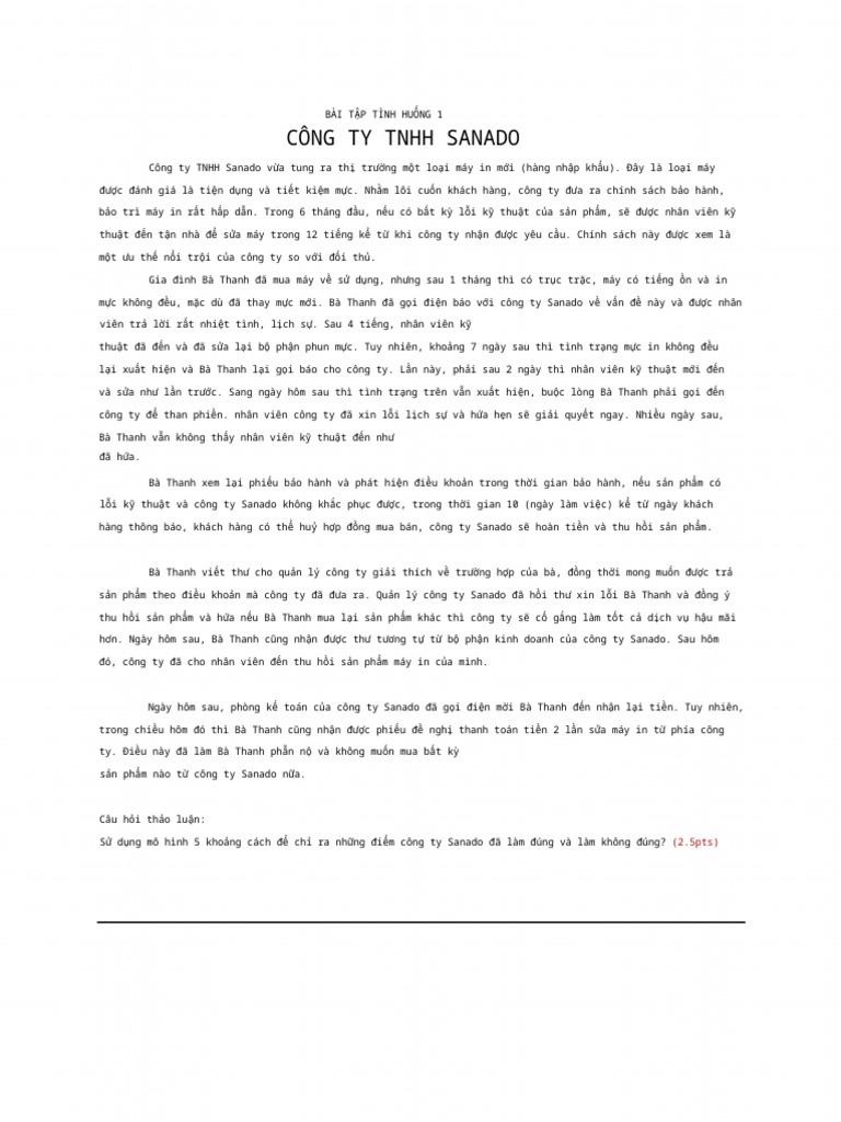 BT QTCLDV CH2.2 - BT tình huống 5 Khoảng cách | PDF