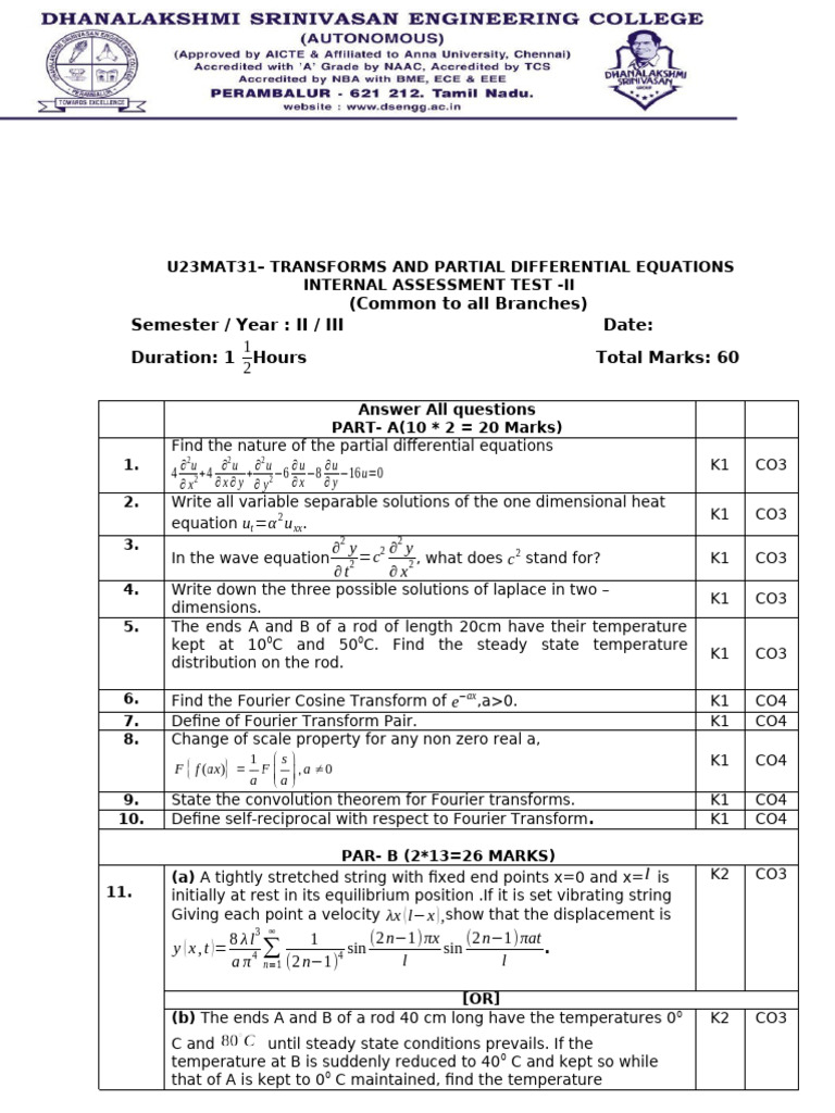 Iat - Ii Set 1 Tpde | PDF | Mathematical Objects | Mathematical Analysis