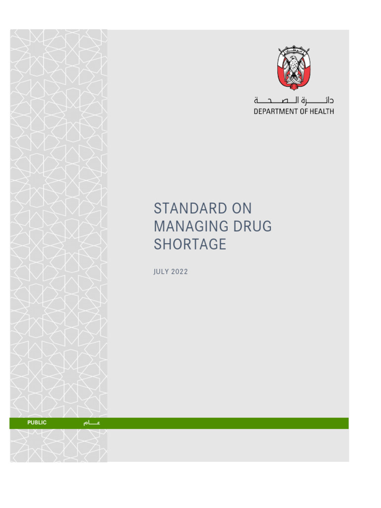 Standard On Managing Drug Shortage | PDF | Pharmacy | Drugs