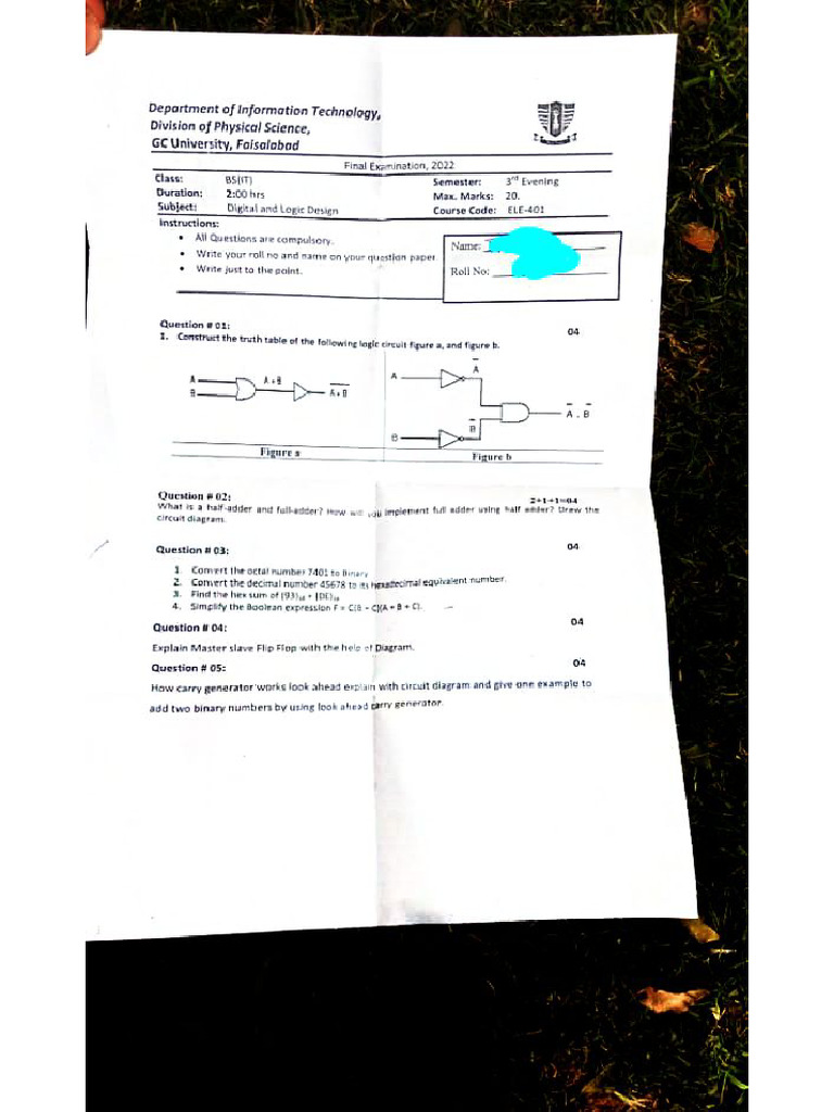 CS 2nd DLD Past Papers | PDF