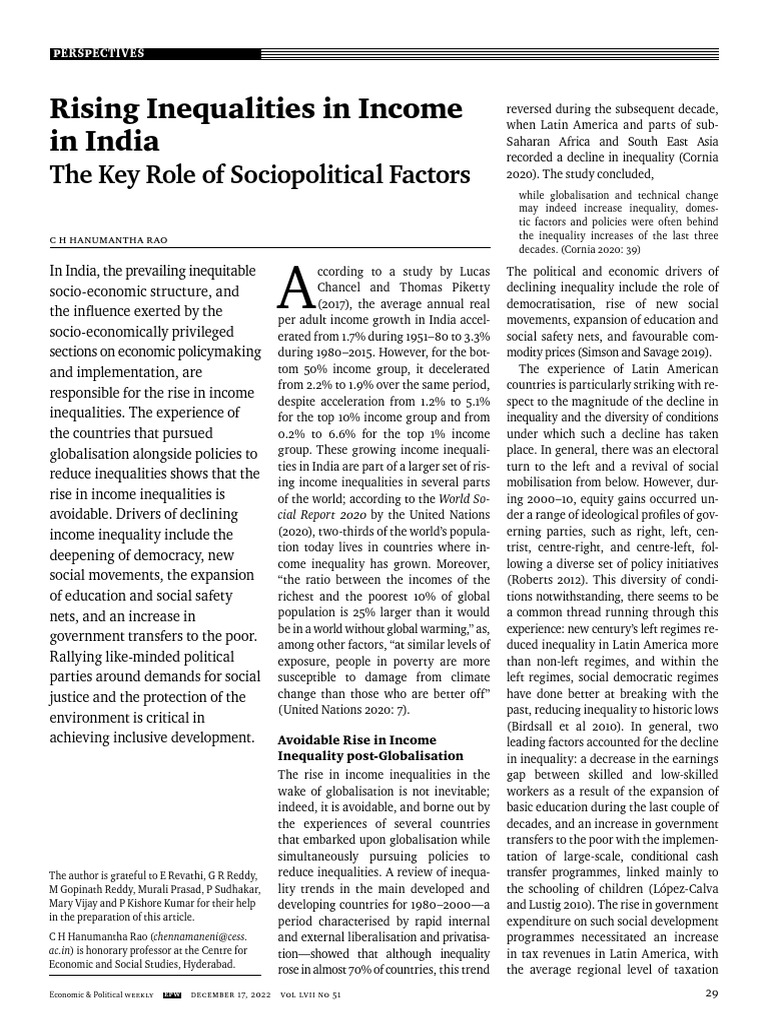 PE - LVII - 51 - 171222 - C H Hanumantha Rao | PDF | Economic ...