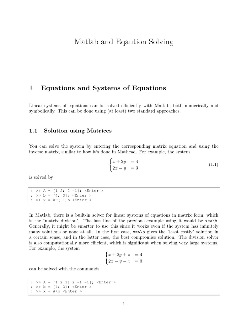 EM1 Ex8 Matlab Theory | PDF | Matrix (Mathematics) | Equations