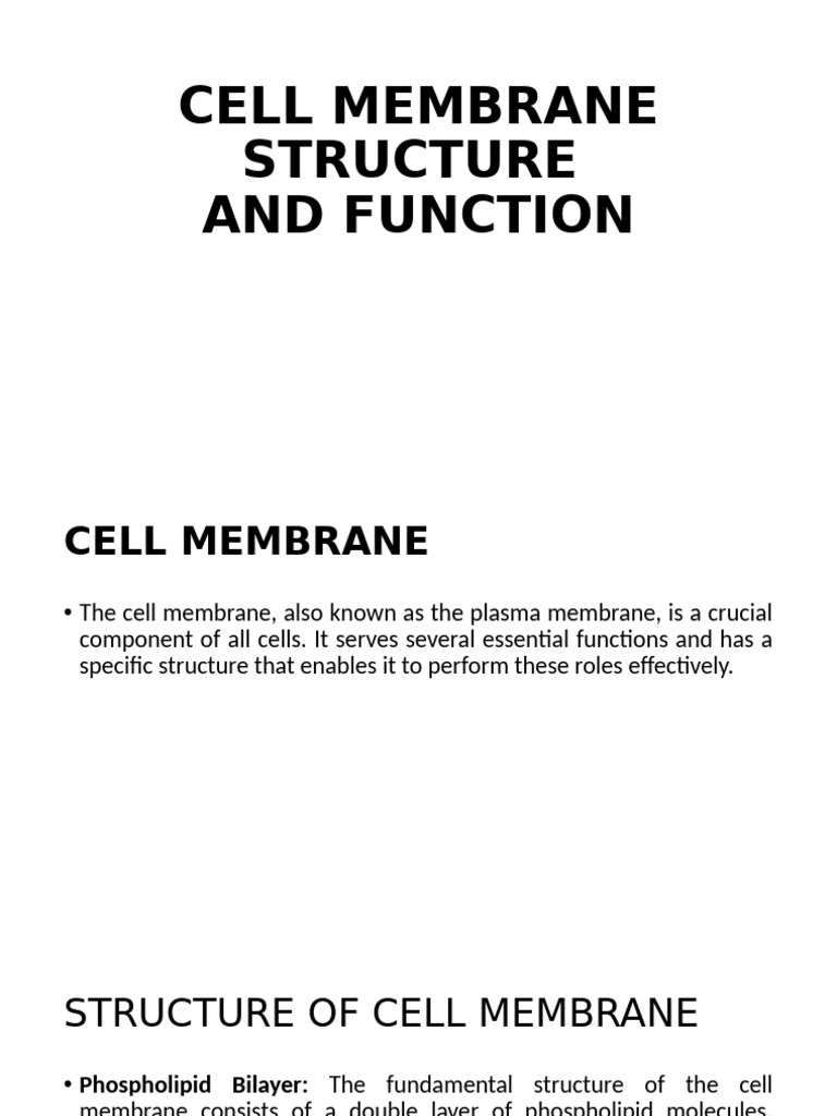 Cell Membrane Structures and Functions | PDF | Cell Membrane | Biochemistry