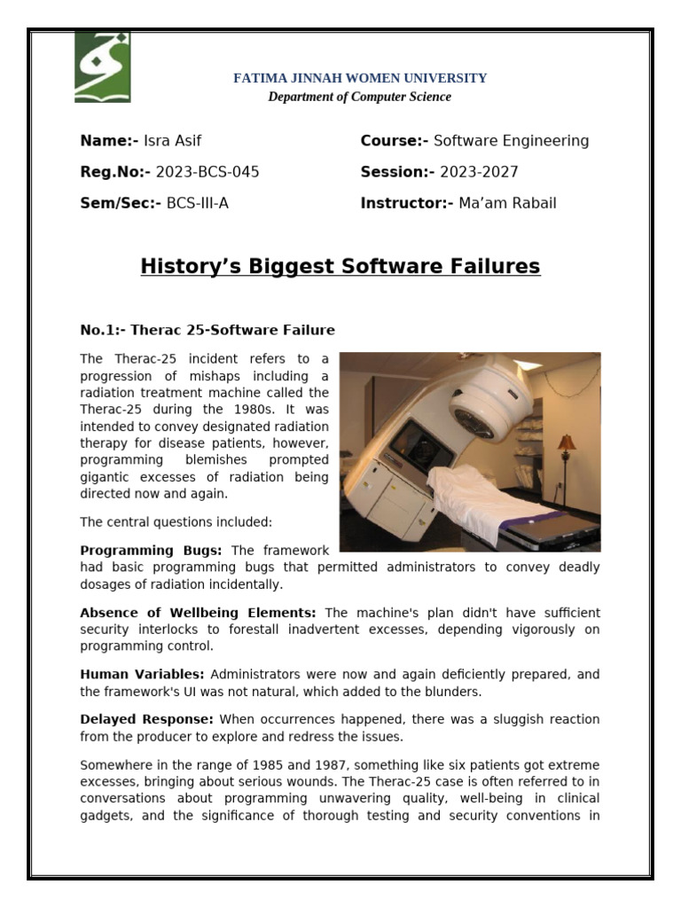 Major Software Failures in History | PDF | Mariner Program | Nasa