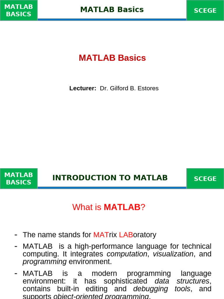 Fem - Matlab Basics | PDF | Matrix (Mathematics) | Matlab