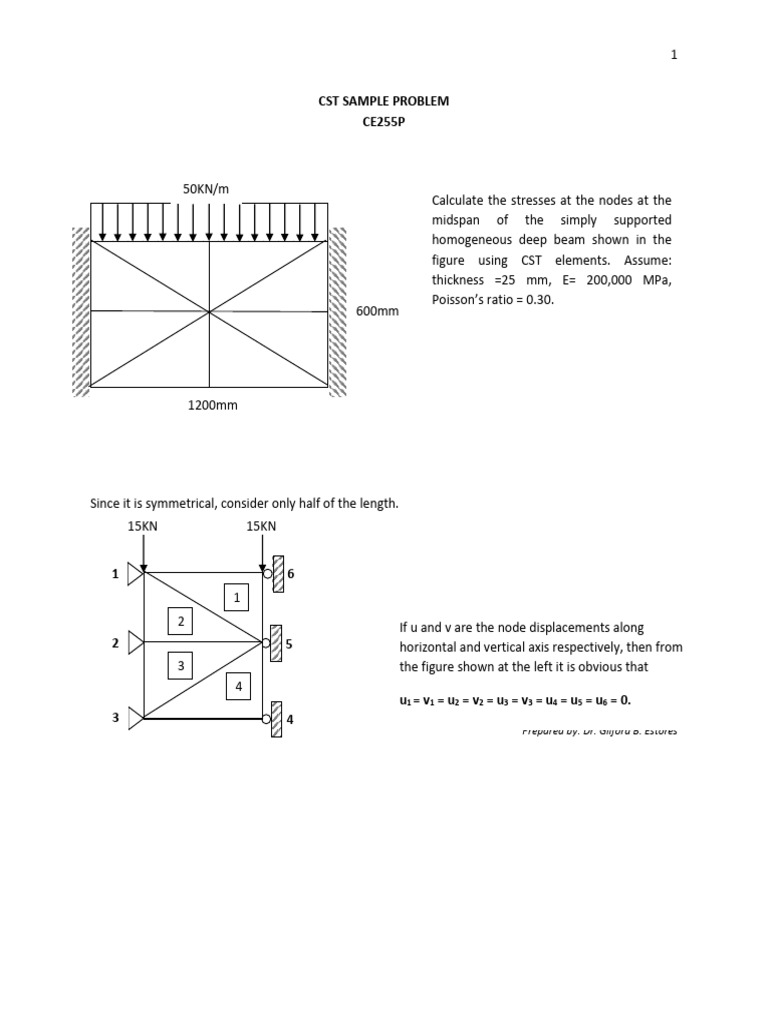 Fem Cst Sample Problem Pdf Mathematical Physics Mathematical Analysis