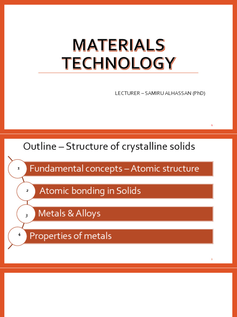 Lect. 2 - Metals and Alloys | PDF | Atoms | Chemical Bond