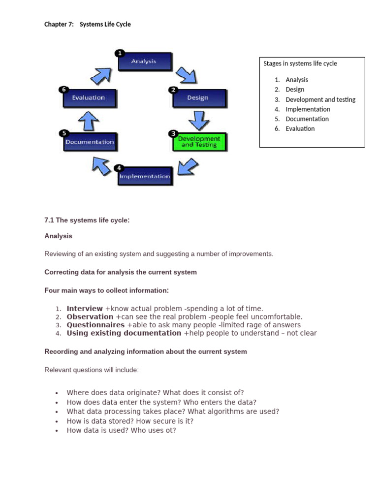 Chapter 7 Systems Life Cycle | PDF | Verification And Validation | System