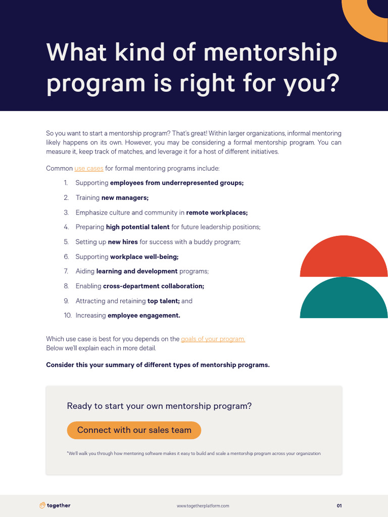 10 Different Use Cases For Mentorship Summary | PDF | Mentorship ...