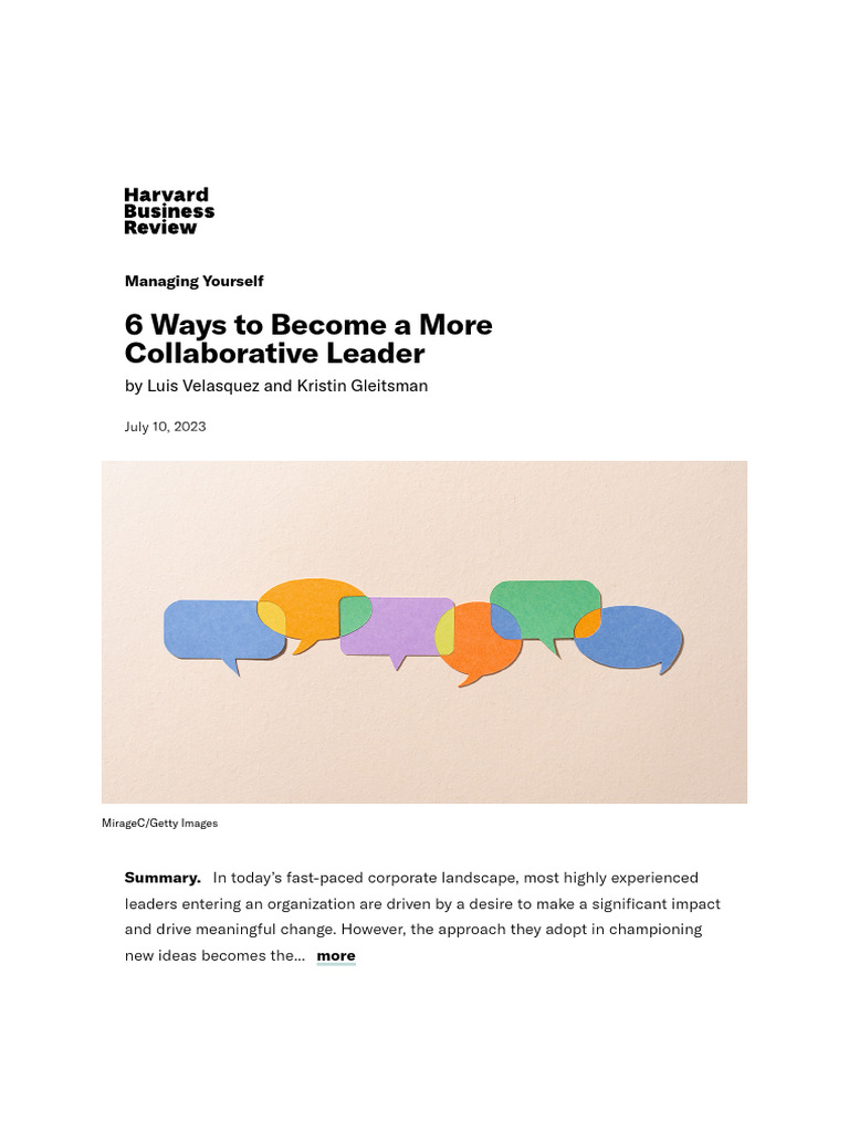 6 Ways To Become A More Collaborative Leader | PDF | Leadership ...