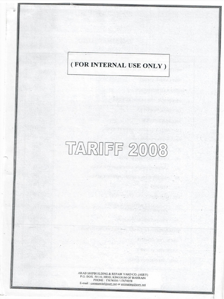 Asry Tariff 2008 | PDF