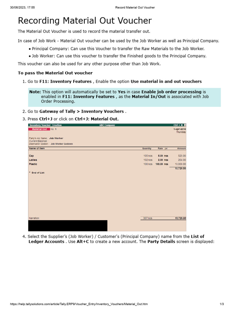Material Out Voucher Guide | PDF | Warehouse | Inventory