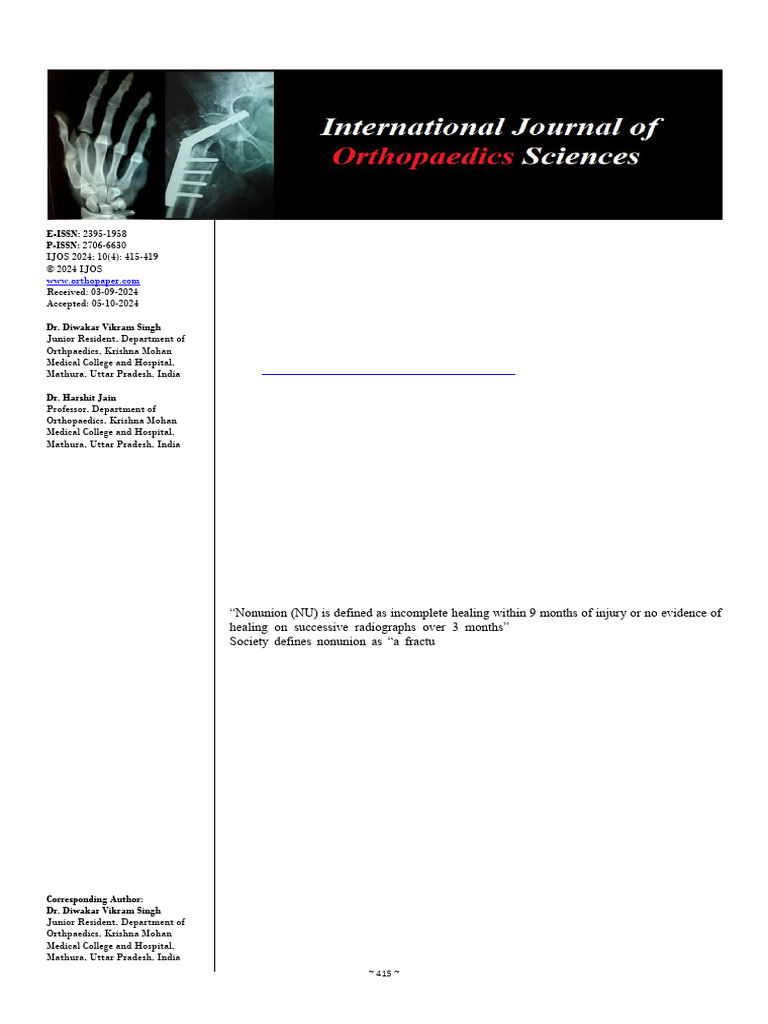 DR - Dvs Augmentation Plating in Non Union Fracture of Long Bone With ...