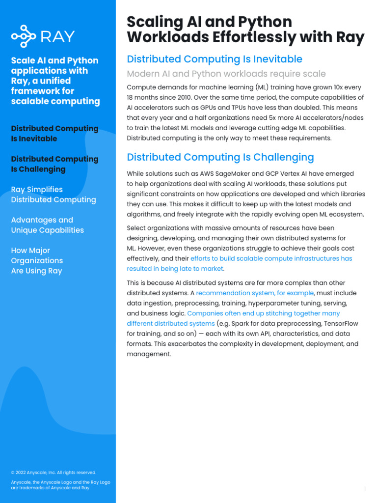 Scale AI & Python with Ray Framework | PDF | Scalability | Artificial Intelligence