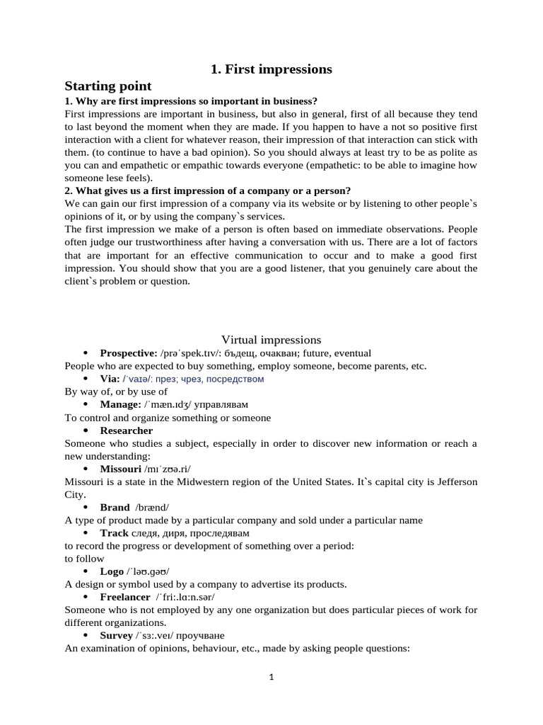 First Impressions | PDF | Empathy | Semantics