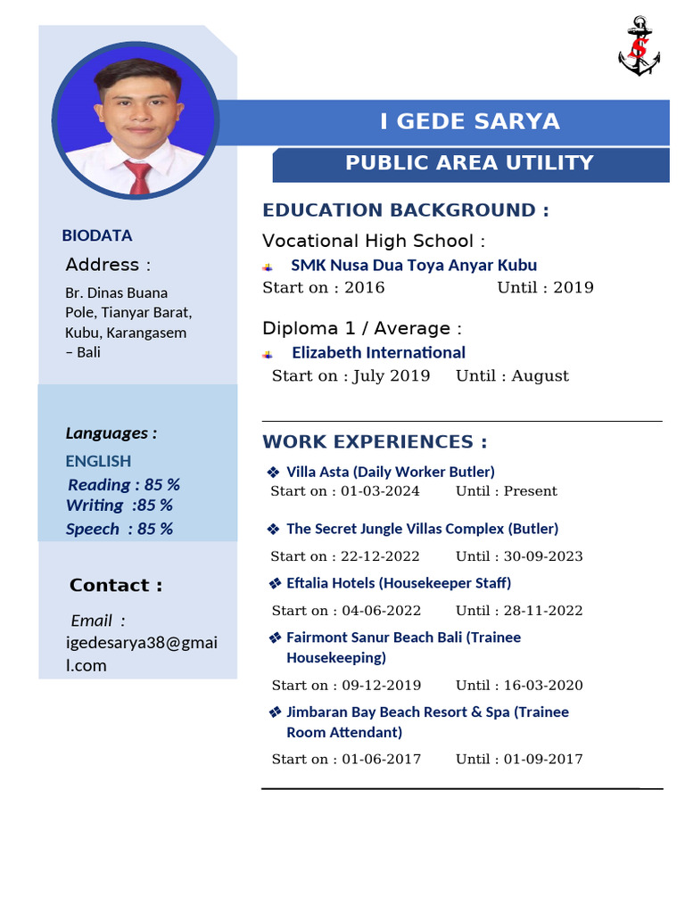 CV - I Gede Sarya (PA Utility) | PDF