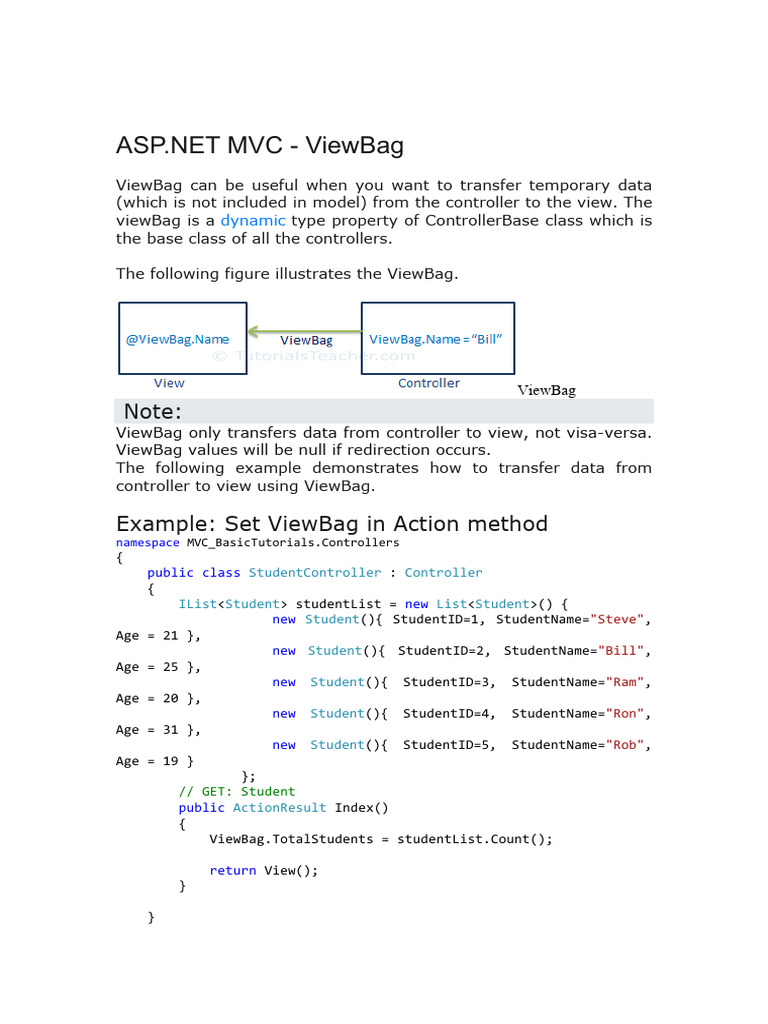 MVC 6 Viewbag and Viewdata | PDF | Computer Engineering | Software Development