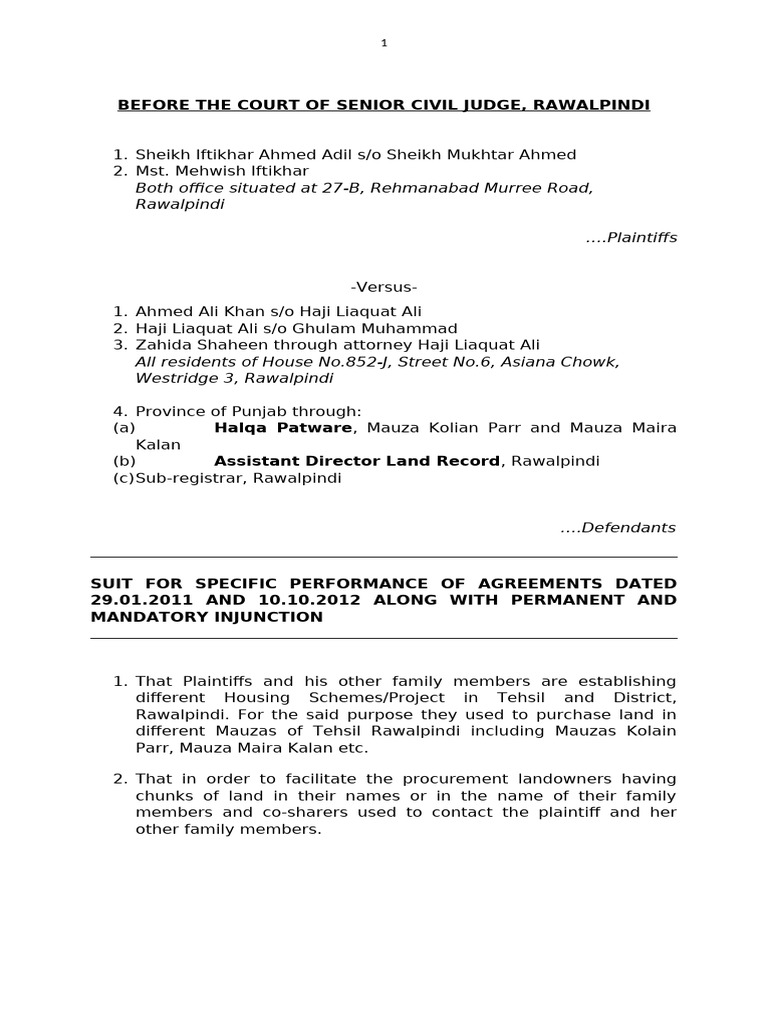 Synopsis Ahmed Ali Khan CS | PDF | Lawsuit | Affidavit Synopsis Ahmed Ali Khan CS | PDF | Lawsuit | Affidavit