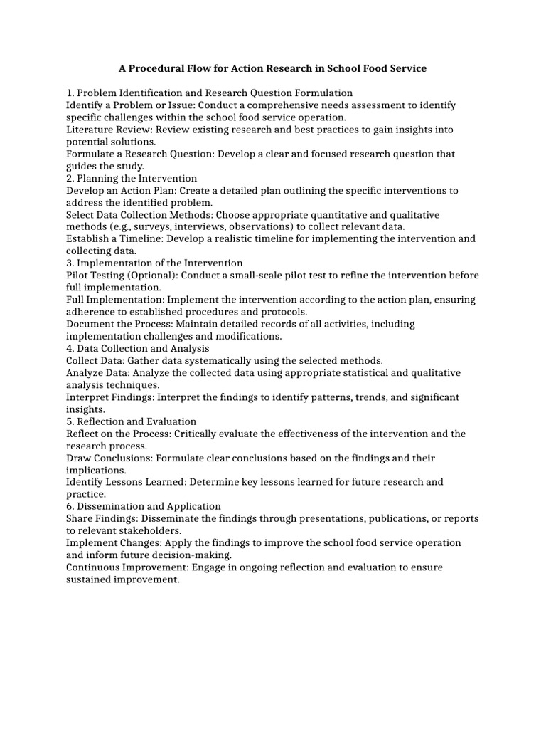 A Procedural Flow For Action Research in School Food Service | PDF ...