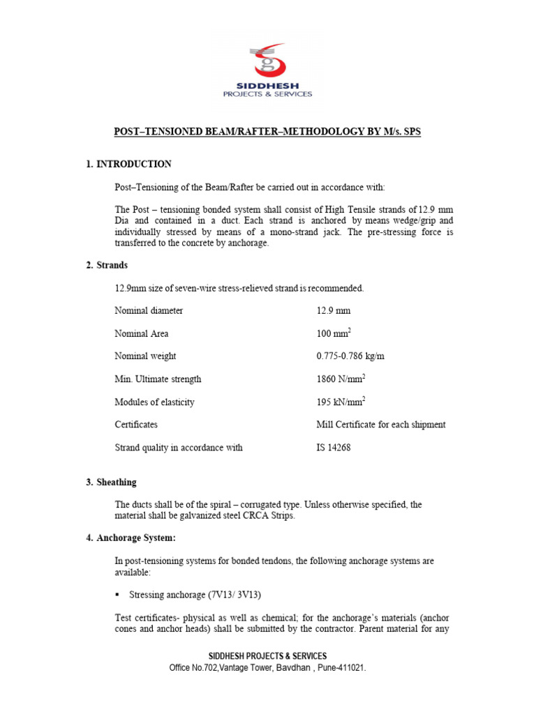 Sps Methodology Precast Rafter Post-Tensioned Work 02.05.2024 | PDF ...