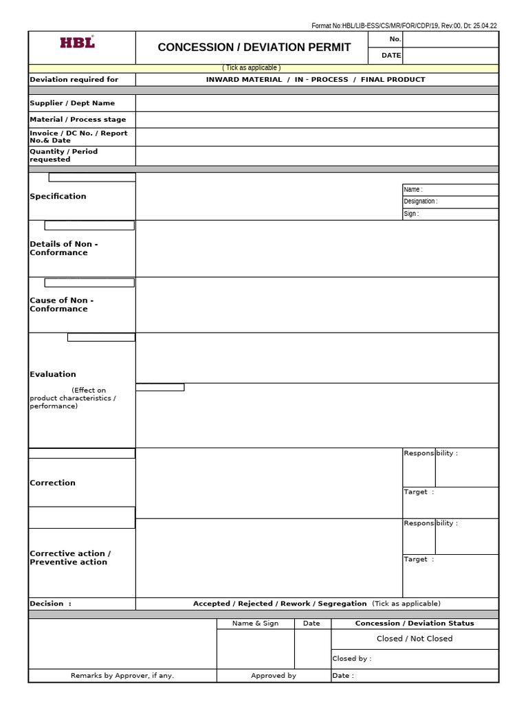 01 Concession Deviation Permit | PDF