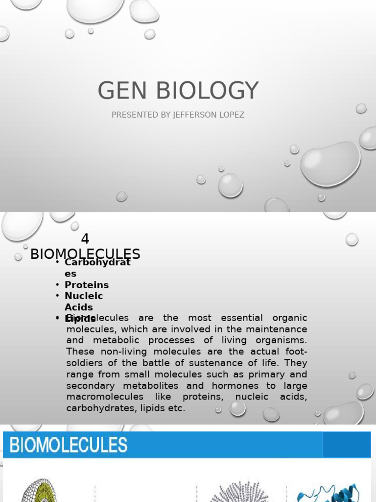 Gen Biology 1 | PDF | Lipid | Proteins