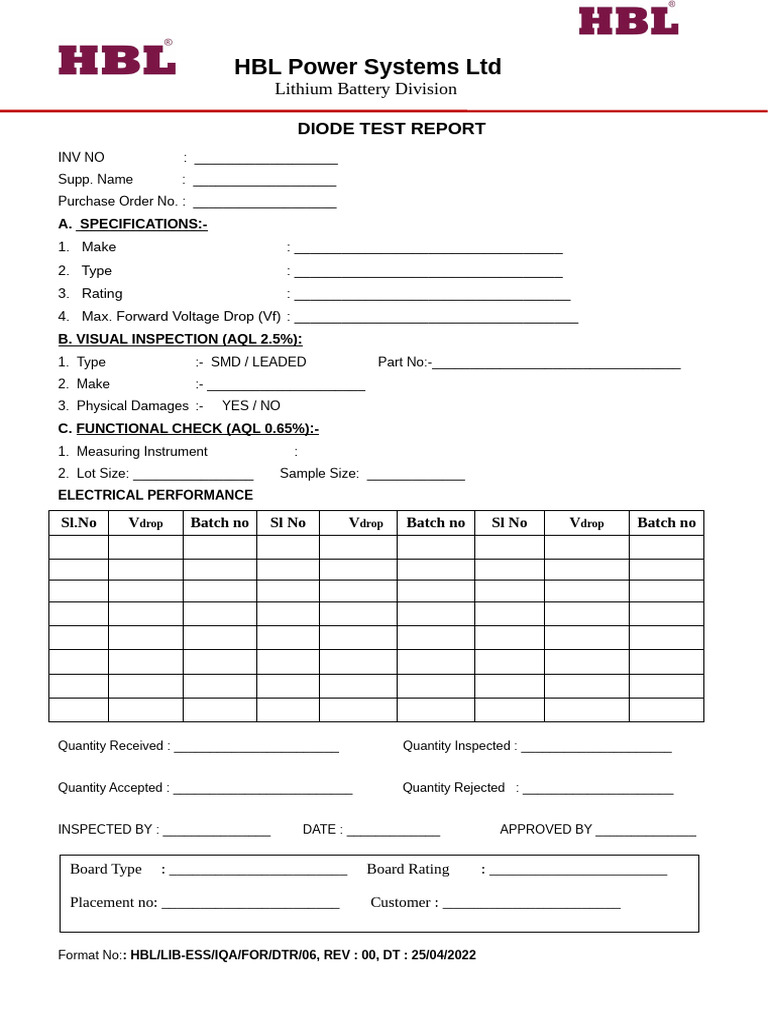 Rev0 - DIODE TEST REPORT | PDF
