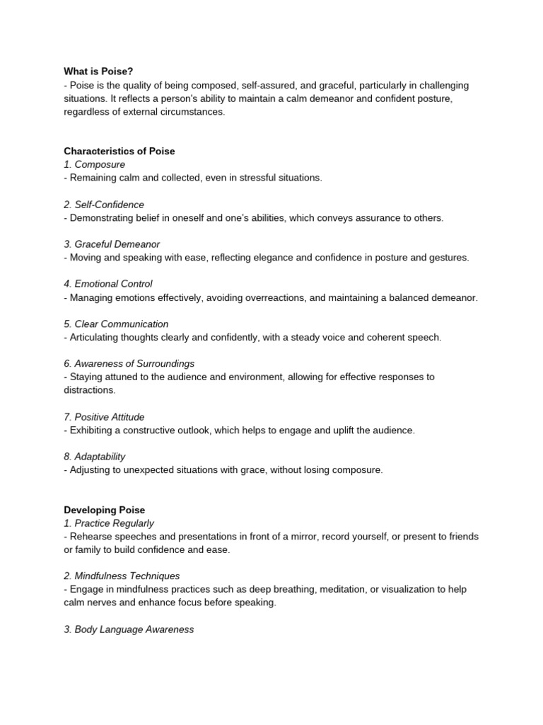 Poise Purposive Communication | PDF | Body Language | Mindfulness